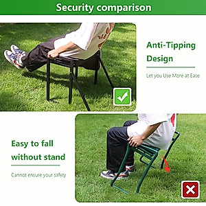 Onadak Anti-Tipping Garden Kneeler and Seat,Foldable Garden Stool Heavy Duty Gardening Bench,Garden Kneelers for Seniors,Great Gardening Gifts for Women and Men, Bench Comes with Tool Pouch,Black