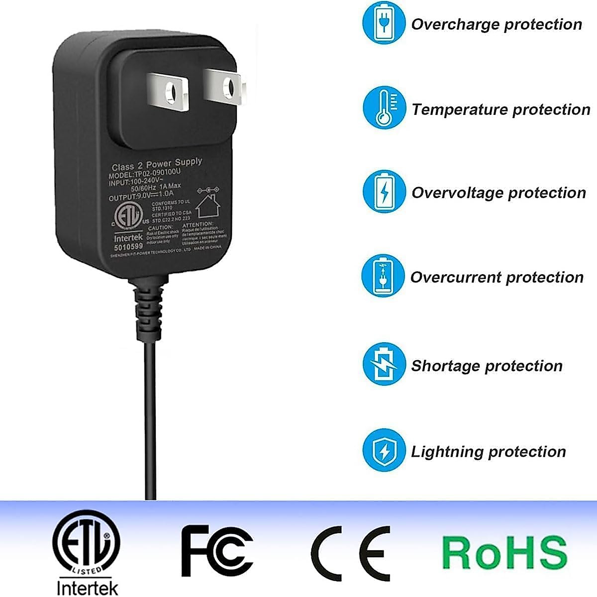 DC 9V Power Adapter for Casio Keyboard WK-110 WK-200 WK-210 CTK-720 CTK-710