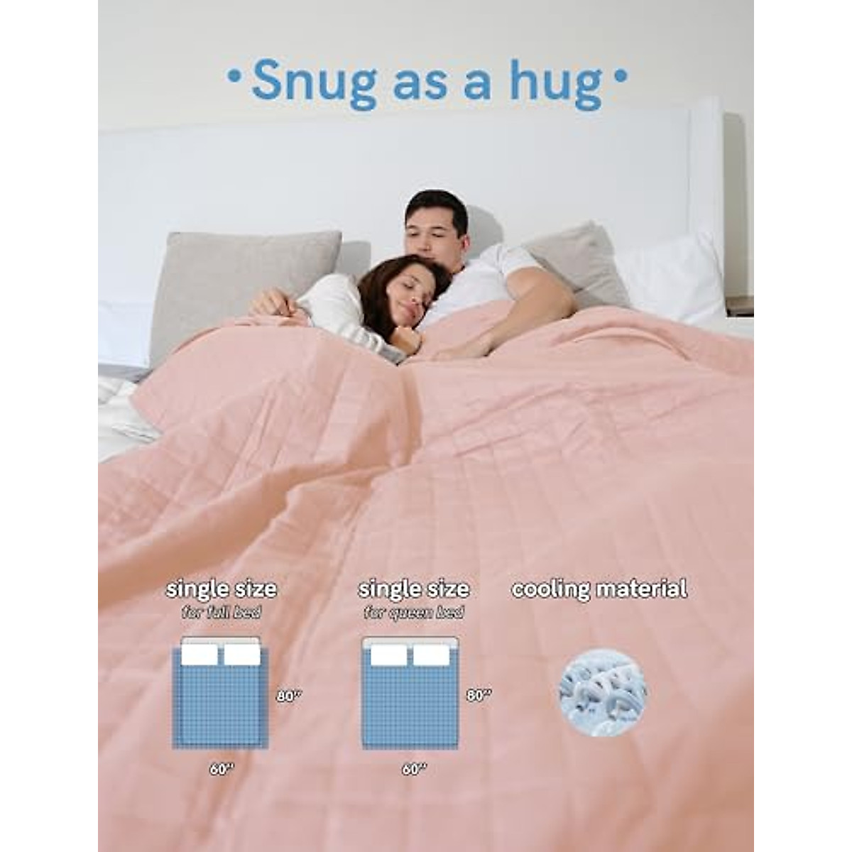 YnM Exclusive Cooling Weighted Blanket, Nylon/PE Fabric, Smallest Compartments with Glass Beads, Bed Blanket for One Person of 140lbs, Ideal for Queen/King Bed (60x80 Inches, 15 Pounds, Violet Pink)