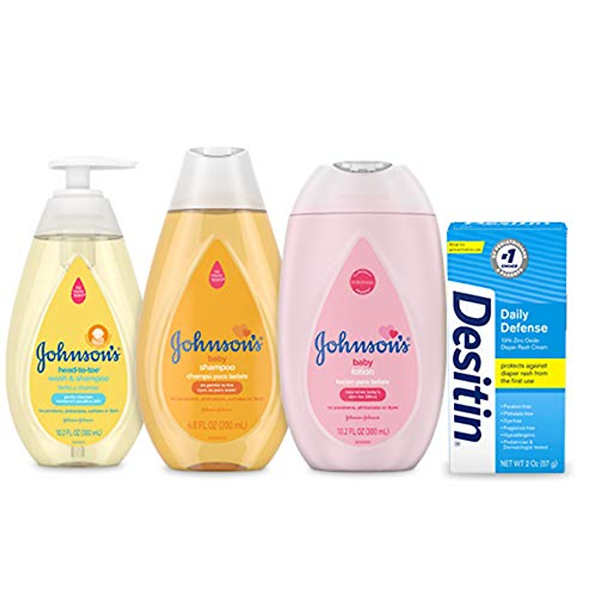 Johnson's First Touch Baby Gift Set, Baby Bath, Skin, & Hair Essential Products, Kit for New Parents with Wash, Shampoo, Lotion, & Diaper Rash Cream, Hypoallergenic & Paraben-Free, 5 Items