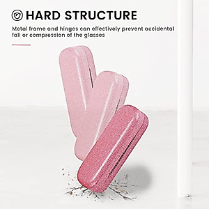 molshine bling Hard Shell Glasses Case,Portable Sparkling Shiny Eyeglass Case for Men Women Girl Travel Study Work (Pink)