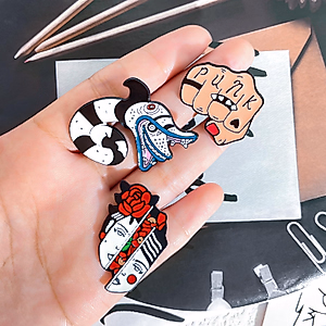 Pibupibu 7 Pack Punk Enamel Pins Funny Skeletons Snake Pins for Jacket Backpacks (Berserk)