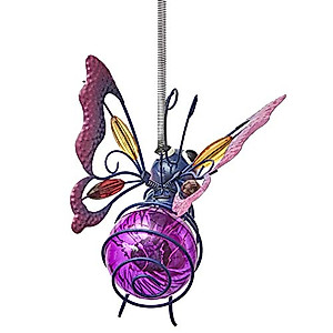 The Lakeside Collection Hanging Flying-Look Solar Bug Decoration for Outdoors - Purple Butterfly