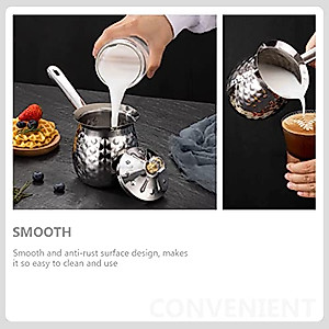 UPKOCH 1 Pc Milk Warmer Pot Saucepan: Stainless Steel Milk Steaming Pitcher Butter Warming Pot Turkish Coffee Pot Hot Chocolate Pot for Home Kitchen