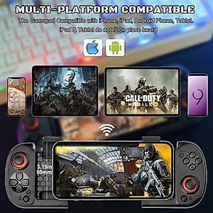 Mobile Gaming Controller for iPhone iOS Android Wireless Gamepad Joystick - One-Handed Mobile Gamepad - Magnetic Storage - Call of duty- Direct Play