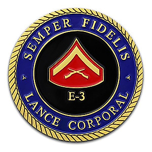 Marine Corps E3 Challenge Coin! USMC LCpl Rank Military Coin. Lance Corporal Challenge Coin! Designed by Marines for Marines - Officially Licensed Product!