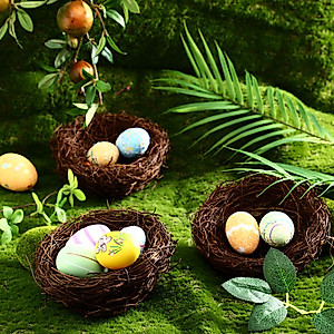10 Pcs Christmas Artificial Bird Nest Decorating Rattan Birdhouse Nest for Crafts Christmas Thanksgiving Easter Decoration Wedding Patio Garden DIY Terrarium and Spring Vignettes (5.9 Inch)