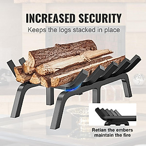 VEVOR Fireplace Grate, 24 inch Heavy Duty Fireplace Pit Grill Grate with 6 Support Legs, 3/4'' Solid Powder-Coated Steel Bars, Fire Logs Firewood Burning Rack Holder for Indoor and Outdoor Fireplace