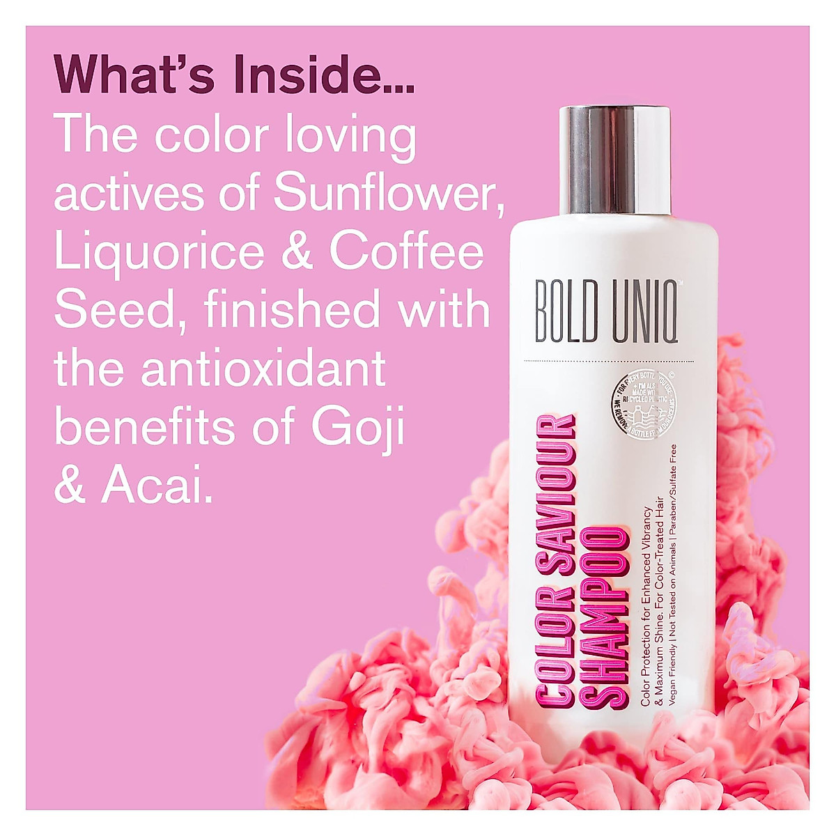 BOLD UNIQ Color Safe Shampoo – Anti-Fade Sulfate Free Shampoo for Color Treated Hair – Gently Cleanse & Protect Brunette & Red Colored Hair- Cruelty Free & Vegan 8 Fl.Oz