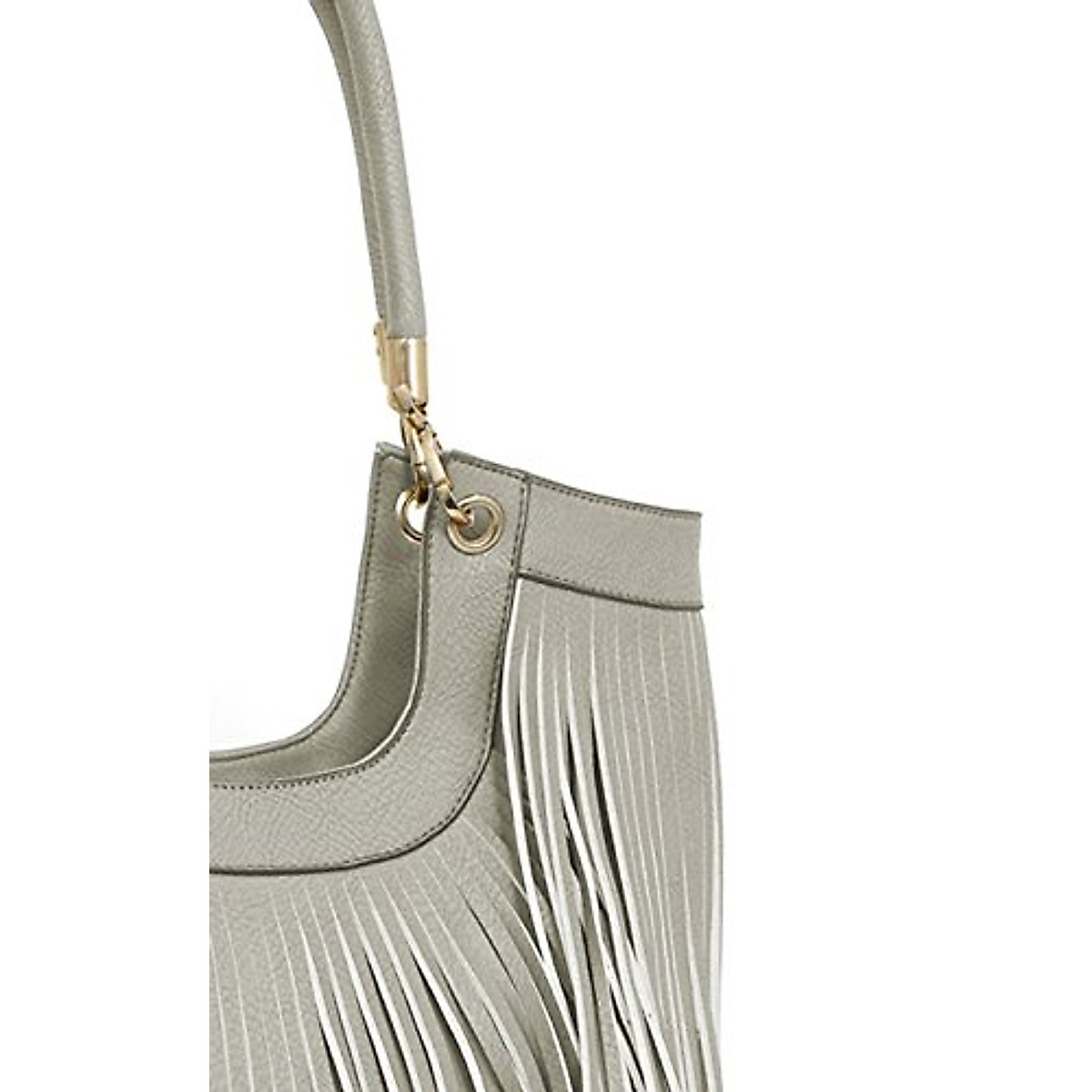 Beaute Bags Maddee Fringe Tassel Shoulder Handbag Vegan Leather (Pewter)