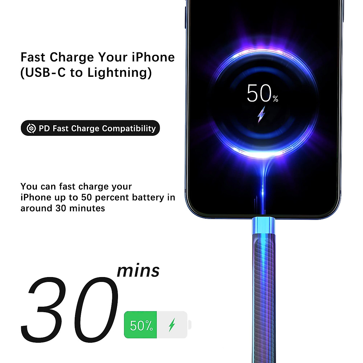 Aprilery Short USB C to Lightning Cable (0.46ft, MFi Certified), Fast Charging and Data Sync Type C to Lightning Cable for iPhone 13/13 pro/13 pro Max/12/12 mini/11/XS/XR/X/8/SE/AirPods/iPad