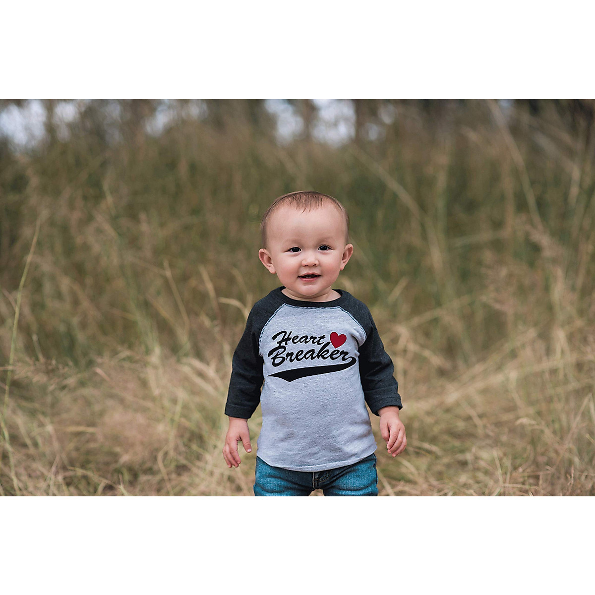 Custom Party Shop Kids Heart Breaker Happy Valentine's Day 18 Months Grey Raglan