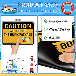 2 Pcs Large Caution Cruise Door Magnets Sign Funny Magnetic Cabin Cruise Door Decorations for Carnival Cruise Door or Stateroom