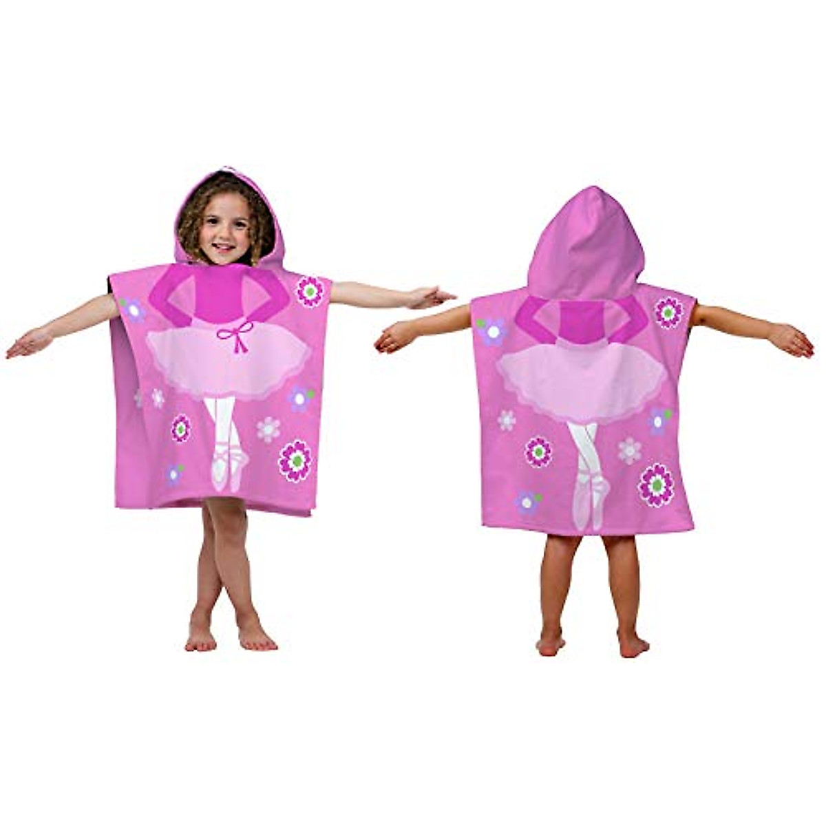 Jay Franco Trend Collector Ballerina Kids Bath/Pool/Beach Hooded Poncho Towel - Super Soft & Absorbent Cotton Towel - Measures 22 x 22 Inches