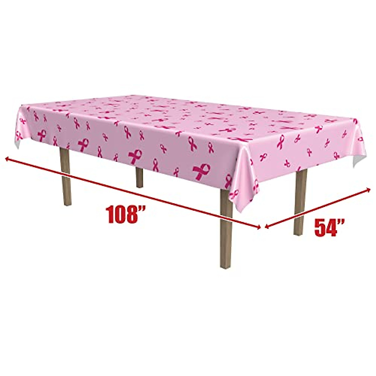 Pink Ribbon Tablecover Party Accessory (1 count) (1/Pkg) 54 in x 108 in