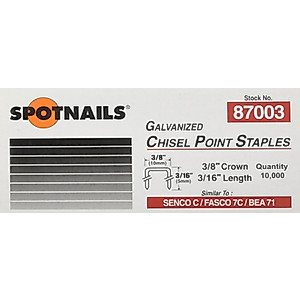 Spot Nails 87003 3/8-Inch Crown Staples, 3/16-Inch, 10000-Piece