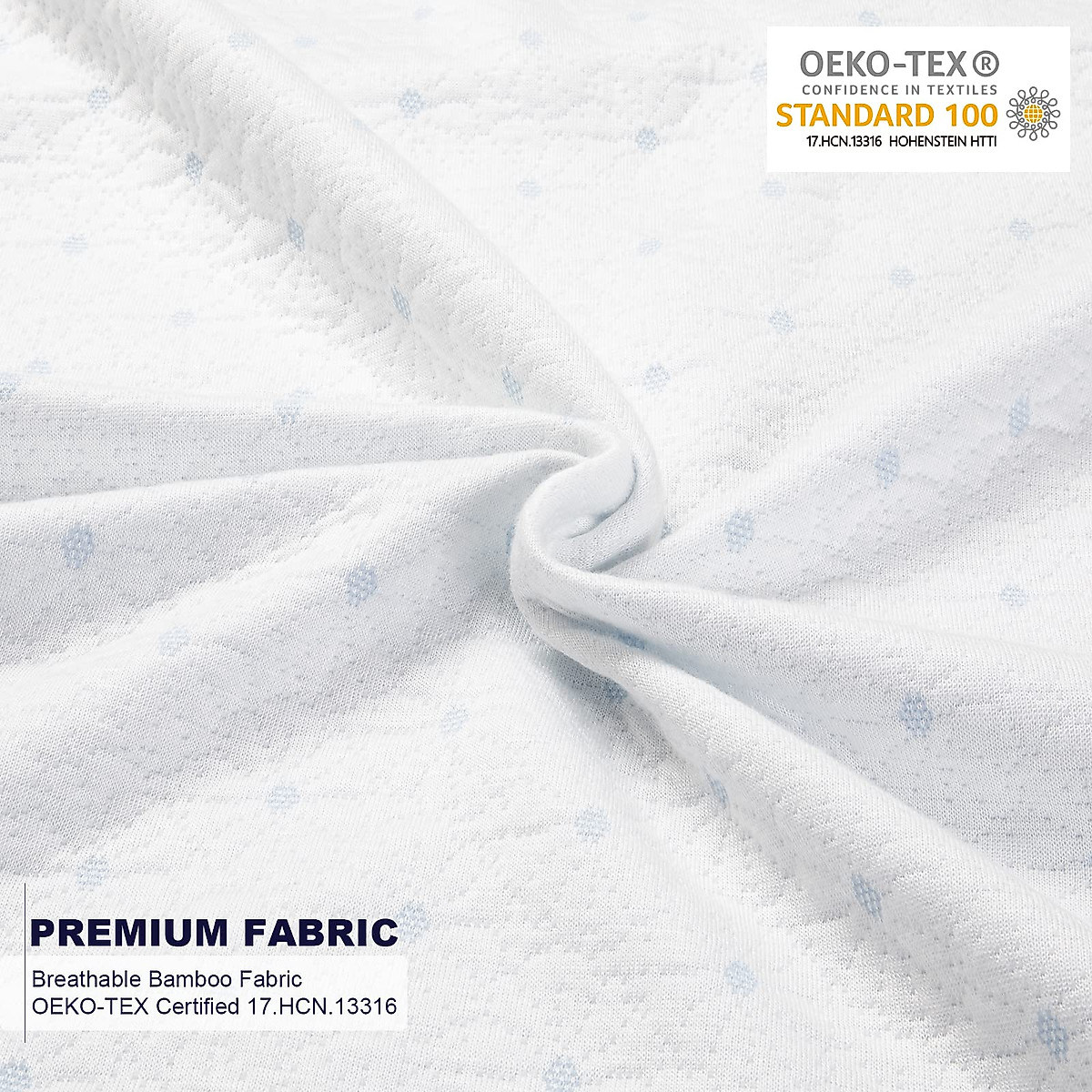 Ferlizer 3 Inch King Mattress Topper Cover, Bamboo Zippered Cover for Mattress Topper, Adjustable Straps, Removable and Washable