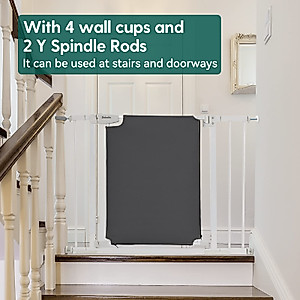 Babelio Baby Gate/Pet Gate for Stairs & Doorways, 29"-40" Dog Gate with Door, Pressure Mount, Auto Close w/Wall Protectors & 2 Extenders, 30" Tall