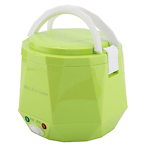 Electric Rice Cooker，Portable Electric Car Truck Food Steamer，Mini Travel Rice Cooker， 12V 100W 1.3 L Portable Meal Heater Food Warmer(Green)