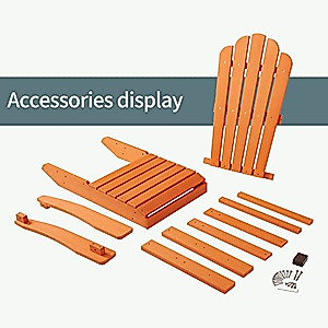 EFURDEN Adirondack Chair, Polystyrene, Weather Resistant & Durable Fire Pits Chair for Lawn and Garden, 350 lbs Load Capacity with Easy Assembly (Orange, 1 pc)