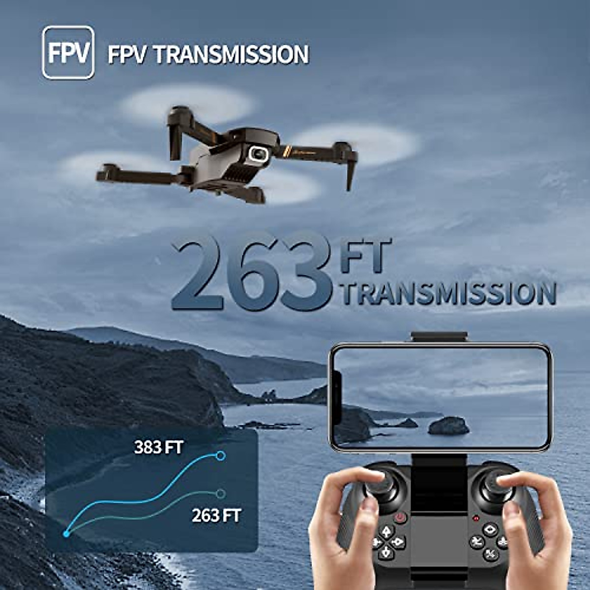 4DV4 Drone with 1080P HD Camera for Adults Kids,2.4Ghz FPV Live Video RC Quadcopter Helicopter for Beginners Toys Gifts,2 Batteries and Carrying Case,Altitude Hold,Waypoints,3D Flip,Headless Mode,Black