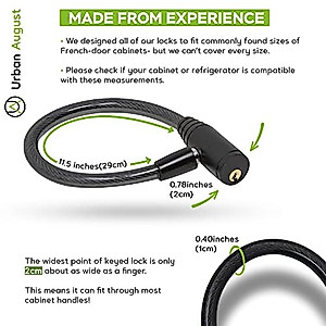 Urban August Original Fridge Lock: Multi - Functional Cable Keyed Lock, for French-Door Refrigerators and Cabinets (Small White, 6 Pack Keyed Alike)