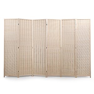 JAXPETY 6 Panel Room Divider 6ft Tall Folding Privacy Screen Freestanding Rustic and Natural Bamboo Room Partition for Home Office, Natural Color