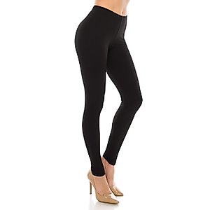 ALWAYS High Waisted Leggings for Women - Soft Comfortable Basic Casual Everyday Wear Tummy Control Black One Size