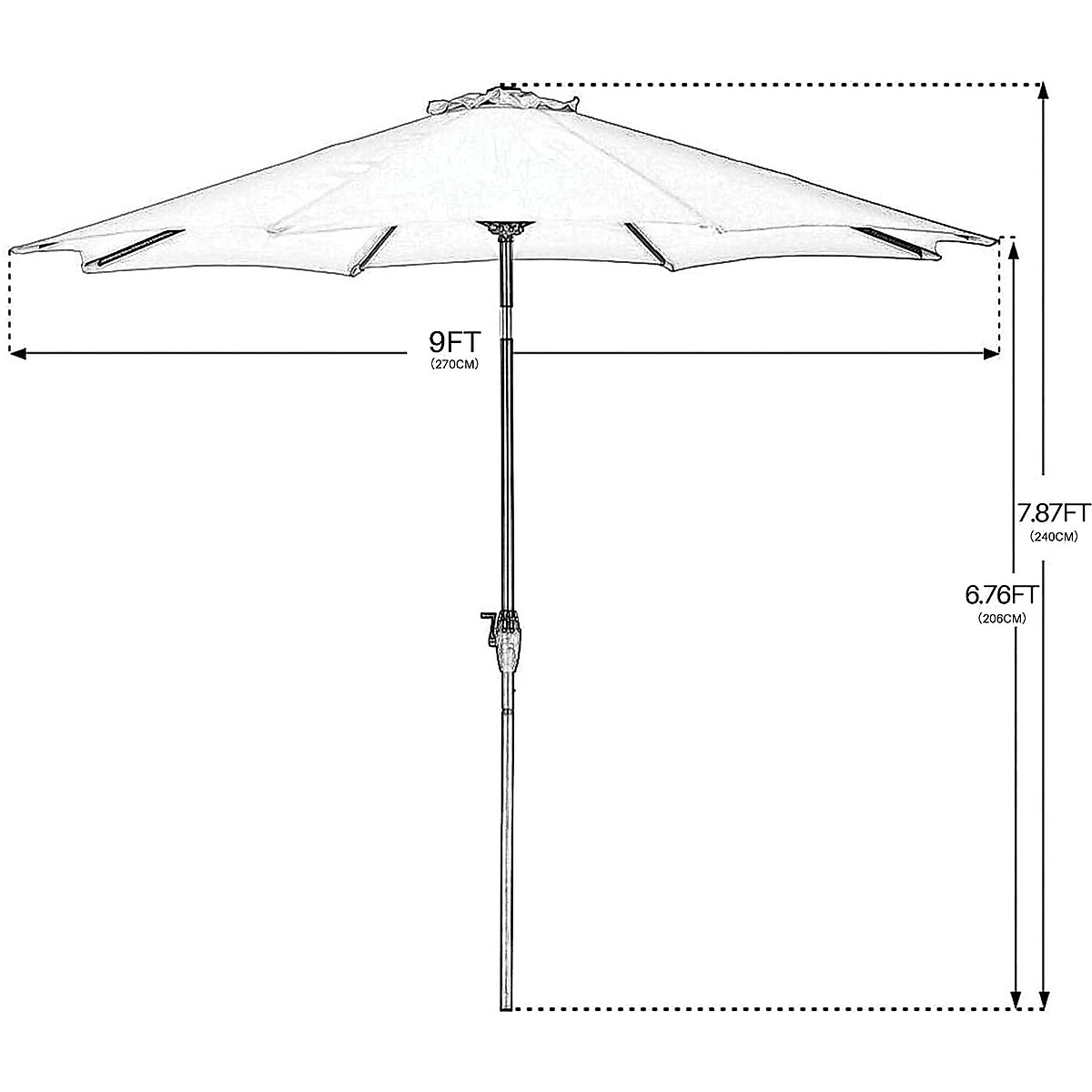 Grand patio 9 FT Enhanced Patio Umbrella with 8 Ribs, Table Market Umbrella with Crank/Tilt, Outdoor Shades for Pool Garden Yard Deck Beach, Blue