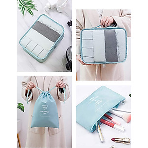 Belsmi 9 Set Packing Cubes with Shoe Bag - Compression Travel Luggage Organizer (9pcs Grey)