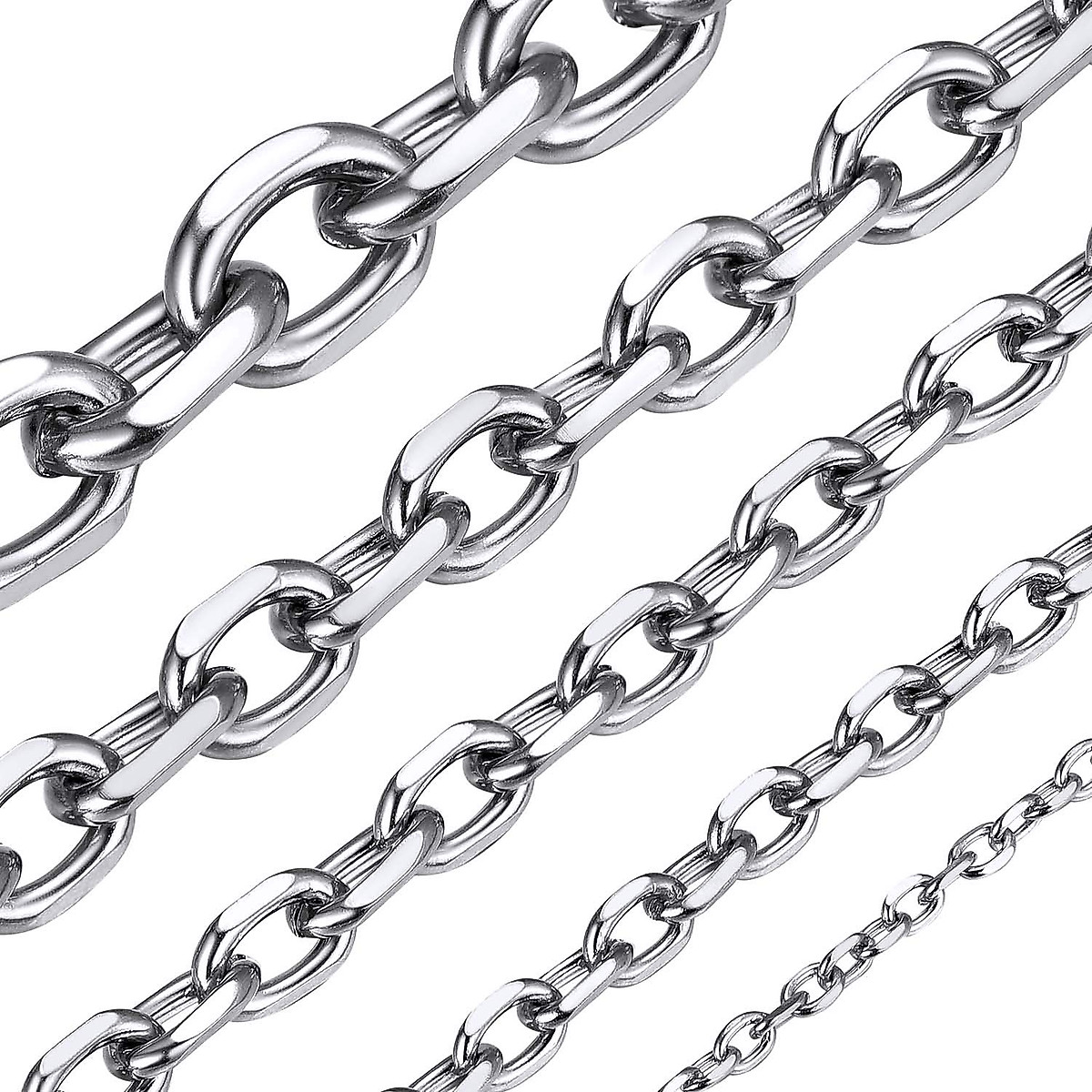 Cable Necklace Men's 7mm 28 inch Necklace 316L Stainless Steel Thick Rolo Chain