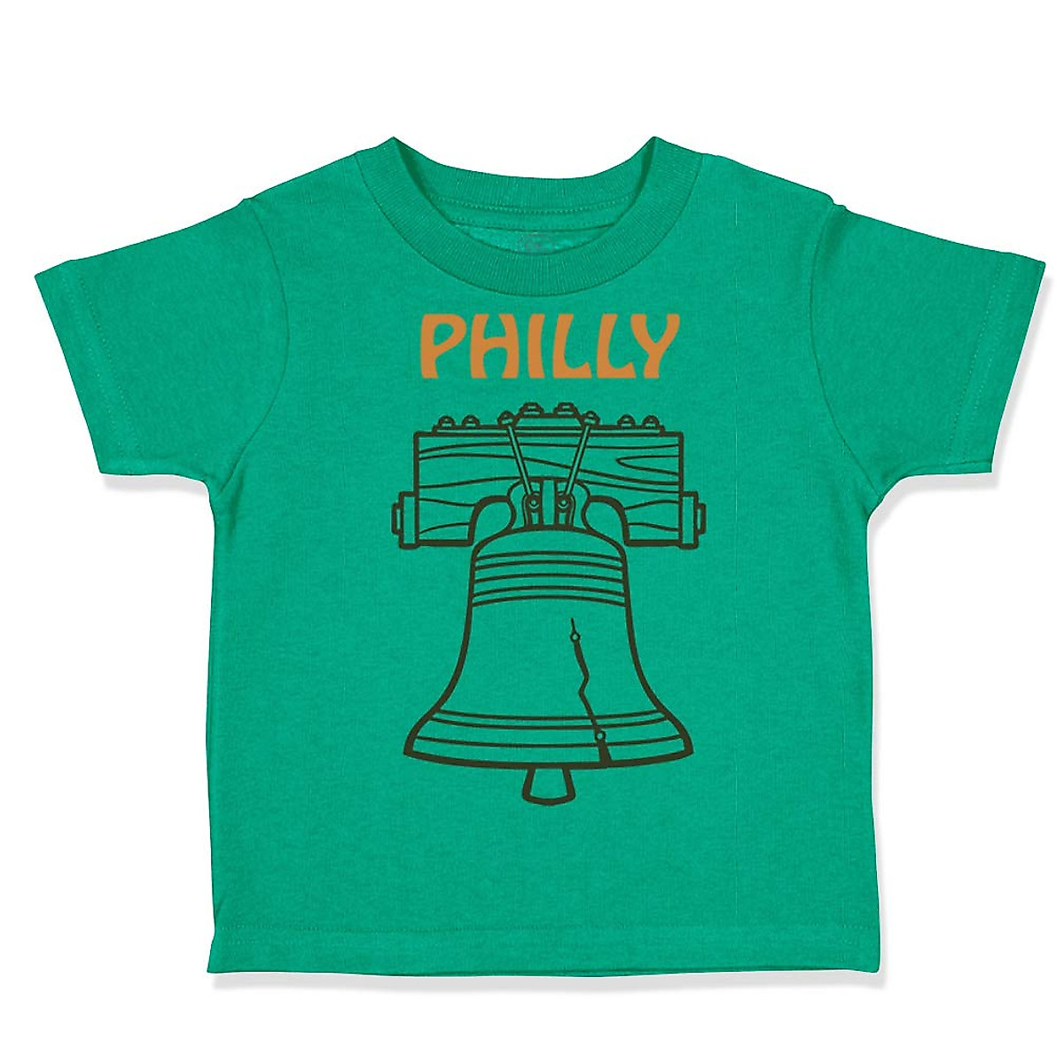 Toddler T-Shirt City Silhouette Liberty Bell Philly Philadelphia Cotton Liberty Bell Boy & Girl Clothes Philadelphia Baby Funny Tee Kelly Green Design Only 3T