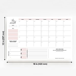 Bliss Collections Monthly Planner, Simple Pink Self-Care, Undated Desk Calendar and Planner for Organizing and Scheduling Tasks, Productivity Tracker, Goals, Notes and To-Do Lists, 12"x18" (18 Sheets)