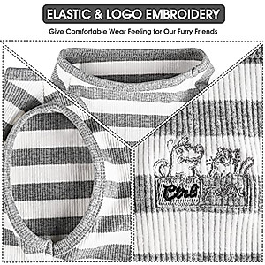 CtilFelix Dog Shirt Striped Clothes Stretchy Vests for Small Medium Large Dogs Boy Girl Cat Apparel Soft Cotton Puppy T-Shirts Lightweight Pet Tank Top Kitten Outfit Pack-2 Black & Light Grey M