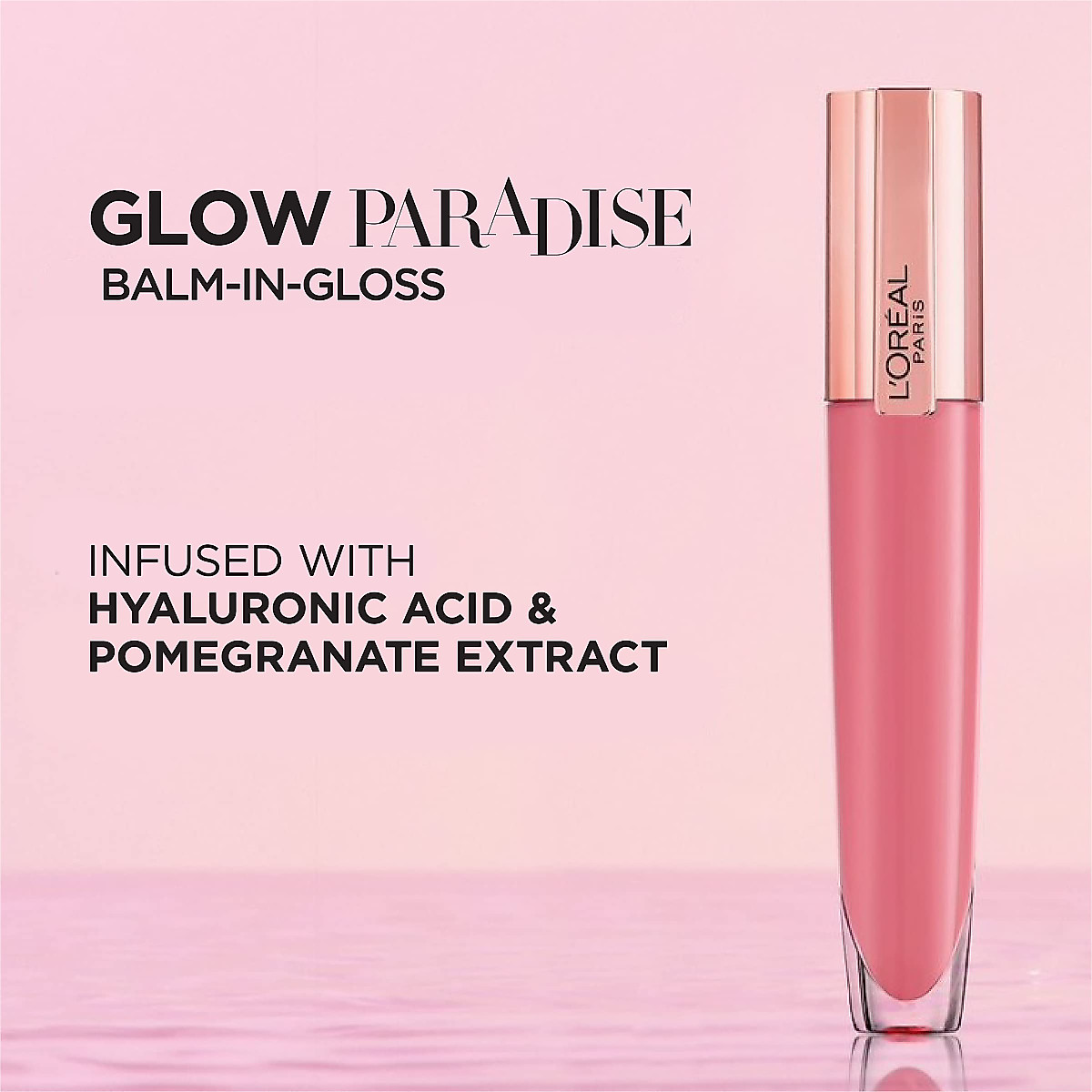 L'Oreal Paris Glow Paradise Hydrating Tinted Lip Balm-in-Gloss with Pomegranate Extract & Hyaluronic Acid, Ultra-Gentle, Non-Sticky Formula, Feathery Fleur, 0.23 Fl Oz