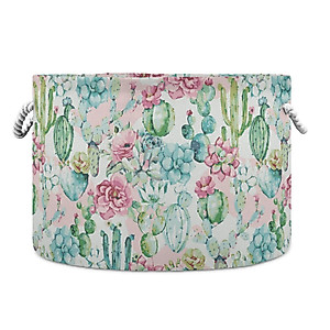 Cactus Cotton Rope Basket Floral Baby Laundry Basket for Blankets Toys Storage Basket Bins Box Organizer Basket