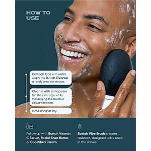 Buttah Skin by Dorion Renaud Buttah Vibe Cleansing Brush with Stand – New & Improved Technology for Deep Cleansing & Gentle Exfoliation - Sonic Pulsating Face Brush - 2-Speed Brush for Men & Women
