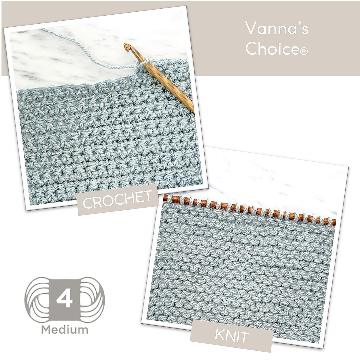 (1 Skein) Lion Brand Yarn Vanna's Choice Yarn, Grey Marble