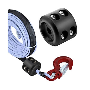 Rubber Winch Stopper,Winch Cable Hook Stopper,Rubber Rope Line Saver,Winch Cable Hook Rubber Stopper with Stainless Steel Screws and Nuts,Rubber Hook Stopper for Synthetic Winch Rope (Black)