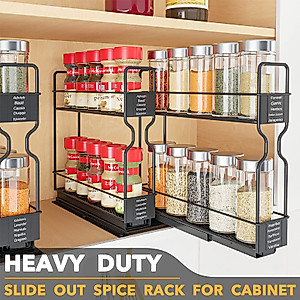 SpaceAid Pull Out Spice Rack Organizer for Cabinet, 2 Drawers 2-Tier, 1 Drawer 2-Tier