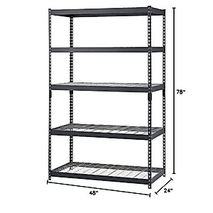 Edsal TRK-482478W5 Black Steel Shelving, 78" Height x 48" Width x 24" Depth