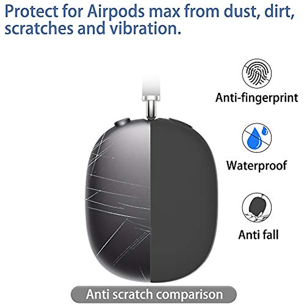 Compatible with Apple AirPods Max, Protective Silicone Sleeve Case for Air Pods Max Headphone, Soft & Long Lasting Headset Protective Cover (Black)