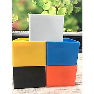 Tsnamay 2Pcs Square Cube Microphone Stand,ABS Interview Microphone Logo Mic Microphone Flag Station Logo,White