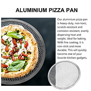 BESTonZON Pizza Pan, 16 Inch Pizza Tray with Holes, Seamless Aluminum Pizza Screen, Non Stick Mesh Net Baking Tray Cookware Kitchen Tool For Oven, BBQ, Kitchen Restaurant
