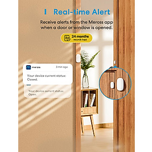 meross Smart WiFi Door & Window Sensor Kit, Support Apple HomeKit, Alexa, Google, SmartThings for Burglar Alert, 328ft Range, Home Automation, Security & Kid Safety, 2.4GHz WiFi, Meross Hub Included