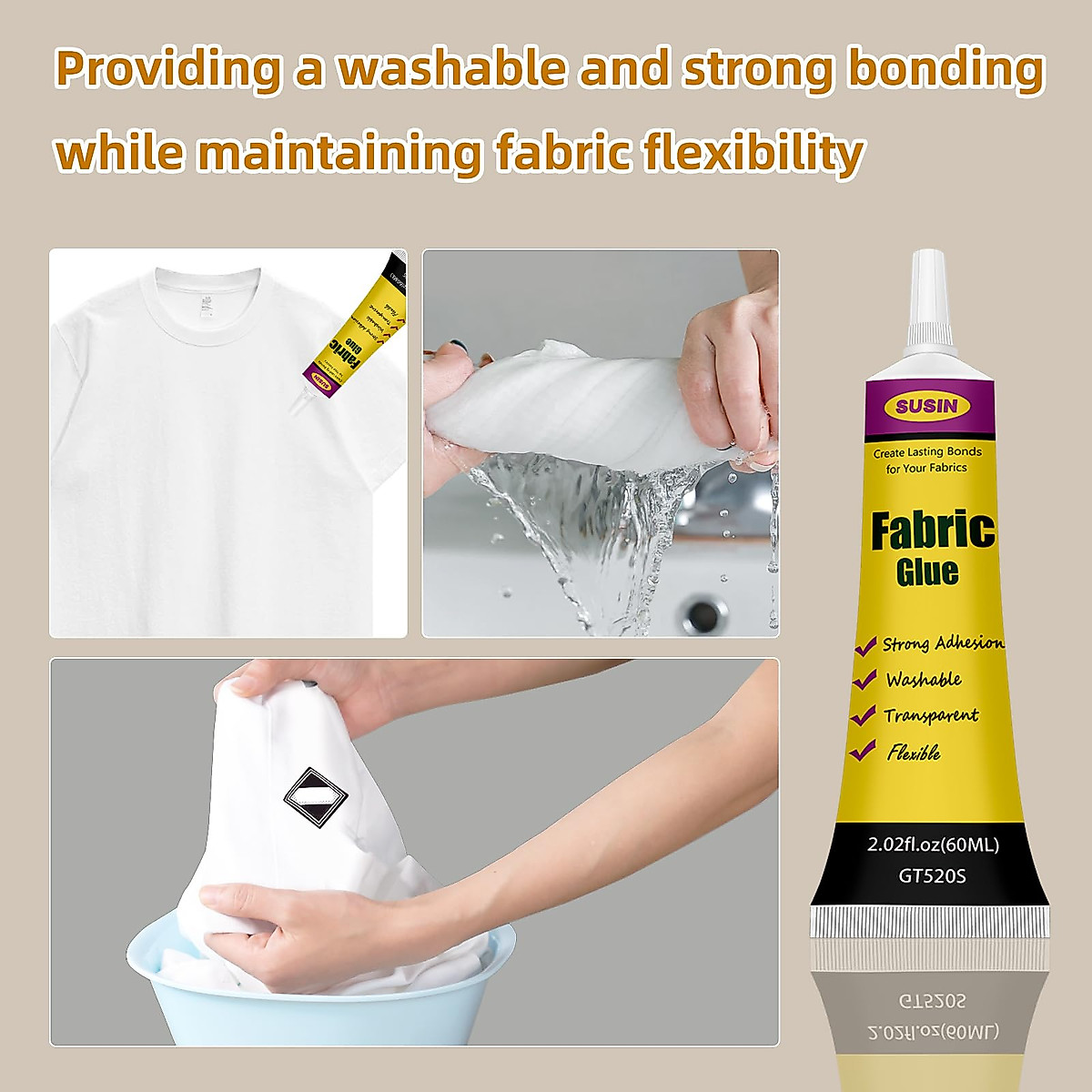 Strong Fabric Glue Permanent Clear - No Sew Fabric Glue for Clothing Washable