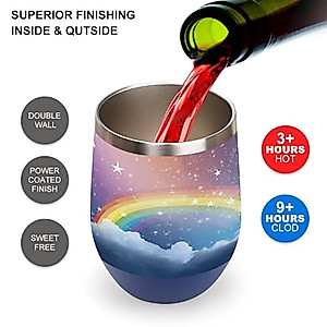 WYUSPGK 304 Stainless Steel Insulated Cup, Star in Rainbow Print Smooth Rim, Durable & Reusable - Perfect for Office, Home, And Travel