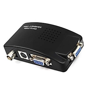 Portable BNC to VGA Video Converter Composite S-Video Input to PC VGA Out Adapter Digital Switch Box for PC MACTV Camera DVD DVR