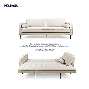 Nouhaus Module, Sleeper Sofa Bed Couch. 7ft Luxury Convertible Sofa Futon Bed with No Roll Together Latex. Ivory Woven Pull Out Bed for Bedroom Couch, Small Apartment Furniture Sofas or RV Couch