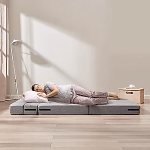 Z-hom Folding Sofa Bed, 6 inch Foldable Mattress Convertible Sleeper Chair Floor Mattress Couch, Convertible Sofa Bed with Pillow & Washable Cover for Room/Office/Dorm 76" x 39" x 6" (Light Grey)